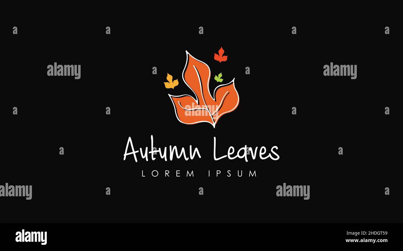 Autumn Logo Design Concept Vector Isolated in Black Background ...