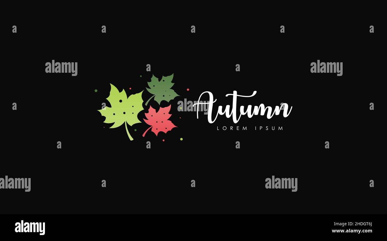 Autumn Logo Design Concept Vector Isolated in Black Background ...
