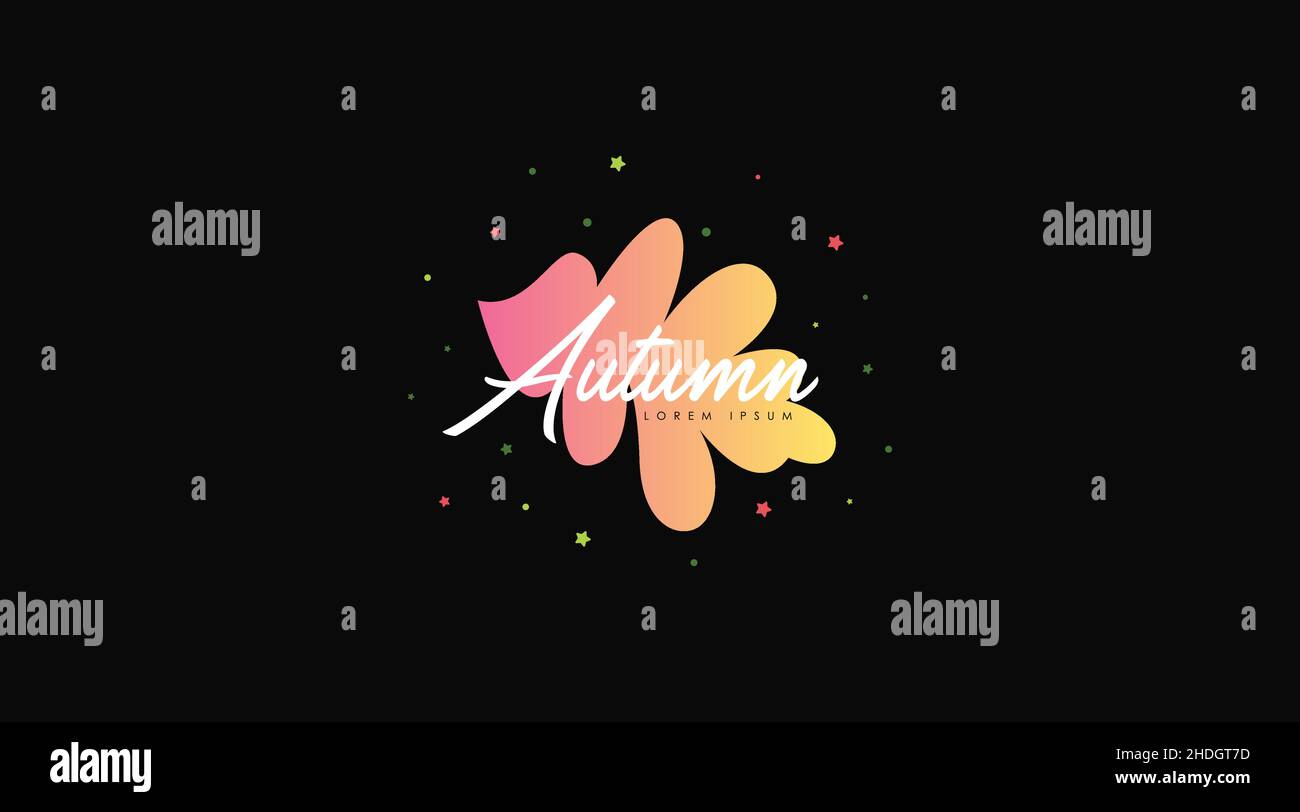 Autumn Logo Design Concept Vector Isolated in Black Background ...