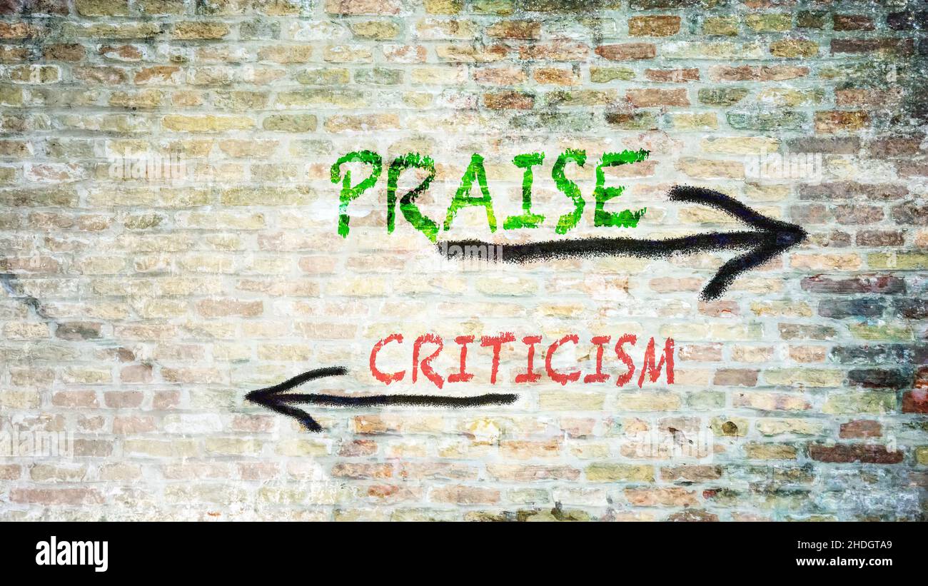 Street Sign the Direction Way to Praise versus Criticism Stock Photo ...