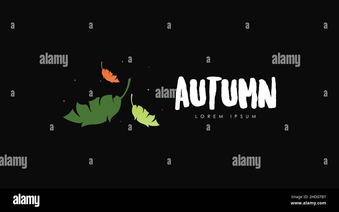 Autumn Logo Design Concept Vector Isolated in Black Background ...