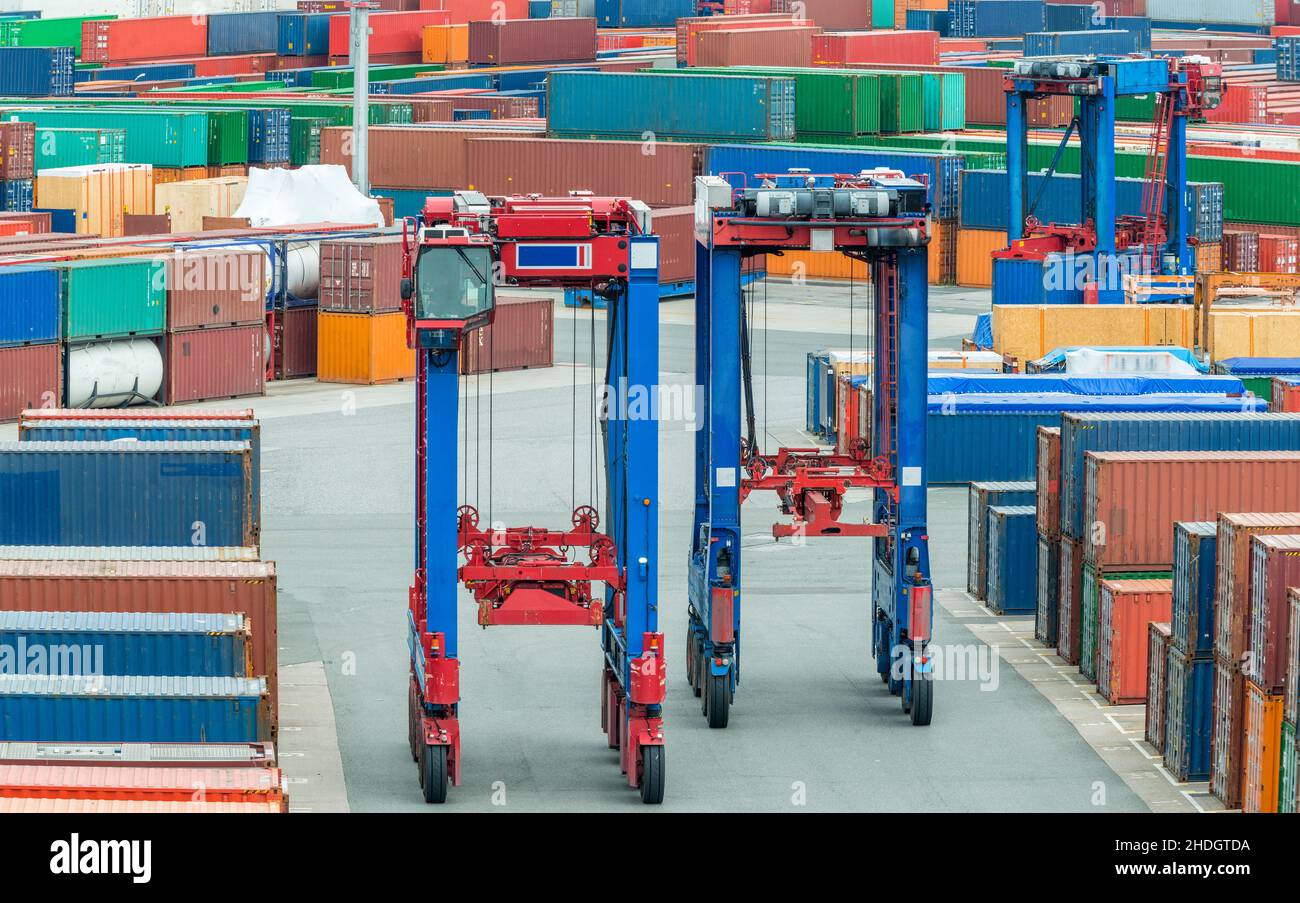 container terminal, gantry cranes, container terminals Stock Photo - Alamy