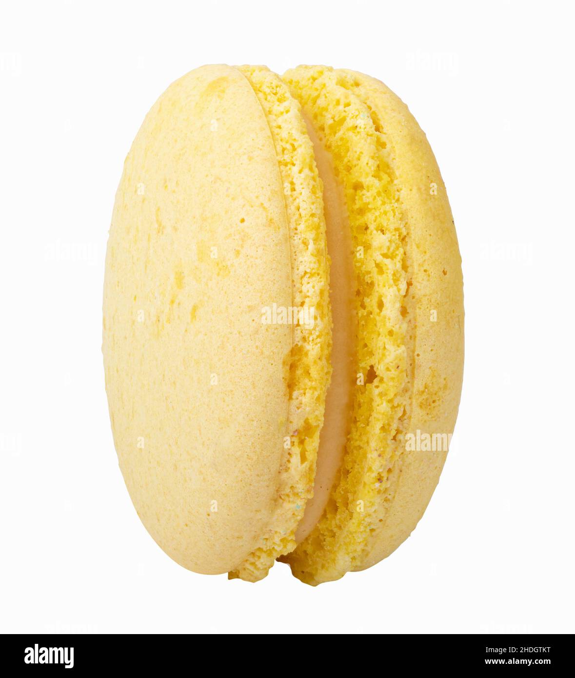 Yellow macaroon isolated on white background. Clipping path Stock Photo ...