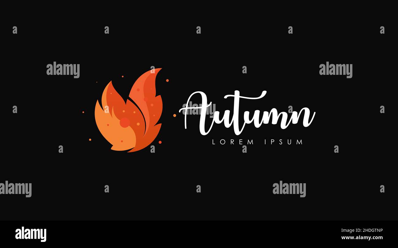 Autumn Logo Design Concept Vector Isolated in Black Background ...