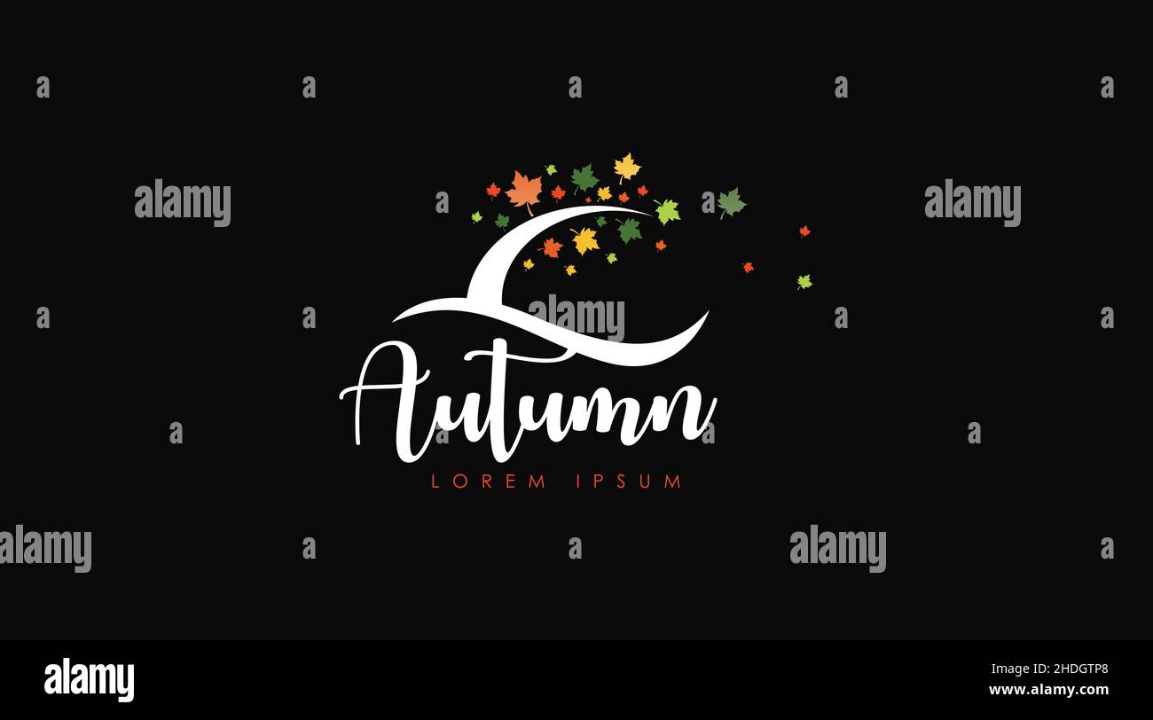 Autumn Logo Design Concept Vector Isolated in Black Background ...