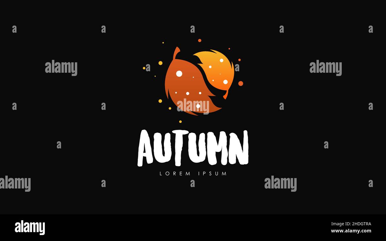 Autumn Logo Design Concept Vector Isolated in Black Background ...