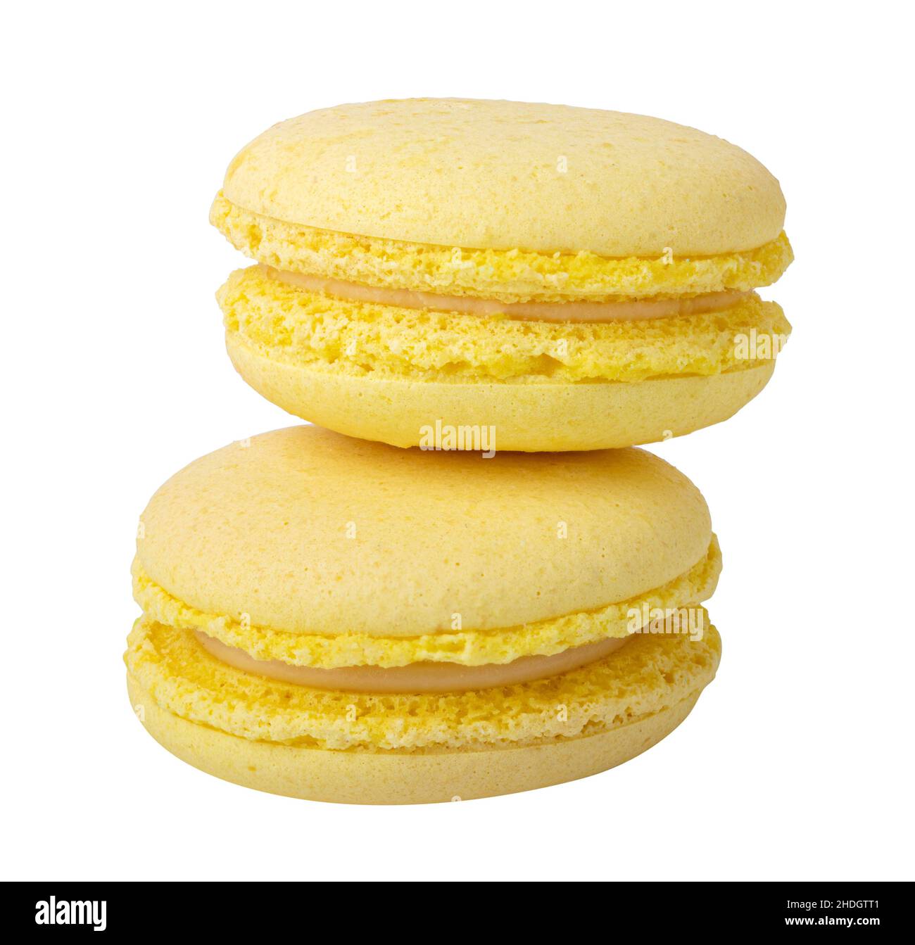 Yellow macaroon isolated on white background. Clipping path Stock Photo ...