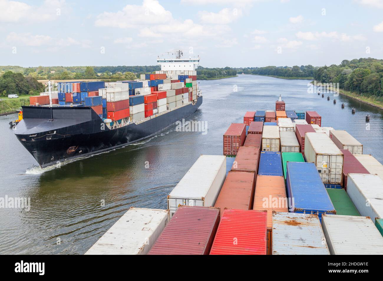 container ship, waterway, kiel canal, container ships, waterways, kiel ...