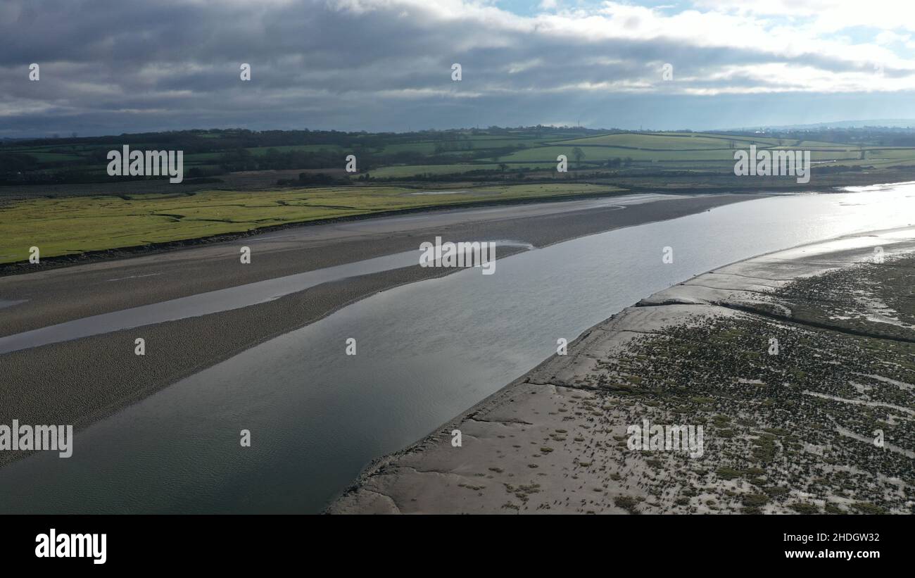 Aerial Photograph of Llangennech Marshland and River Loughor Stock ...