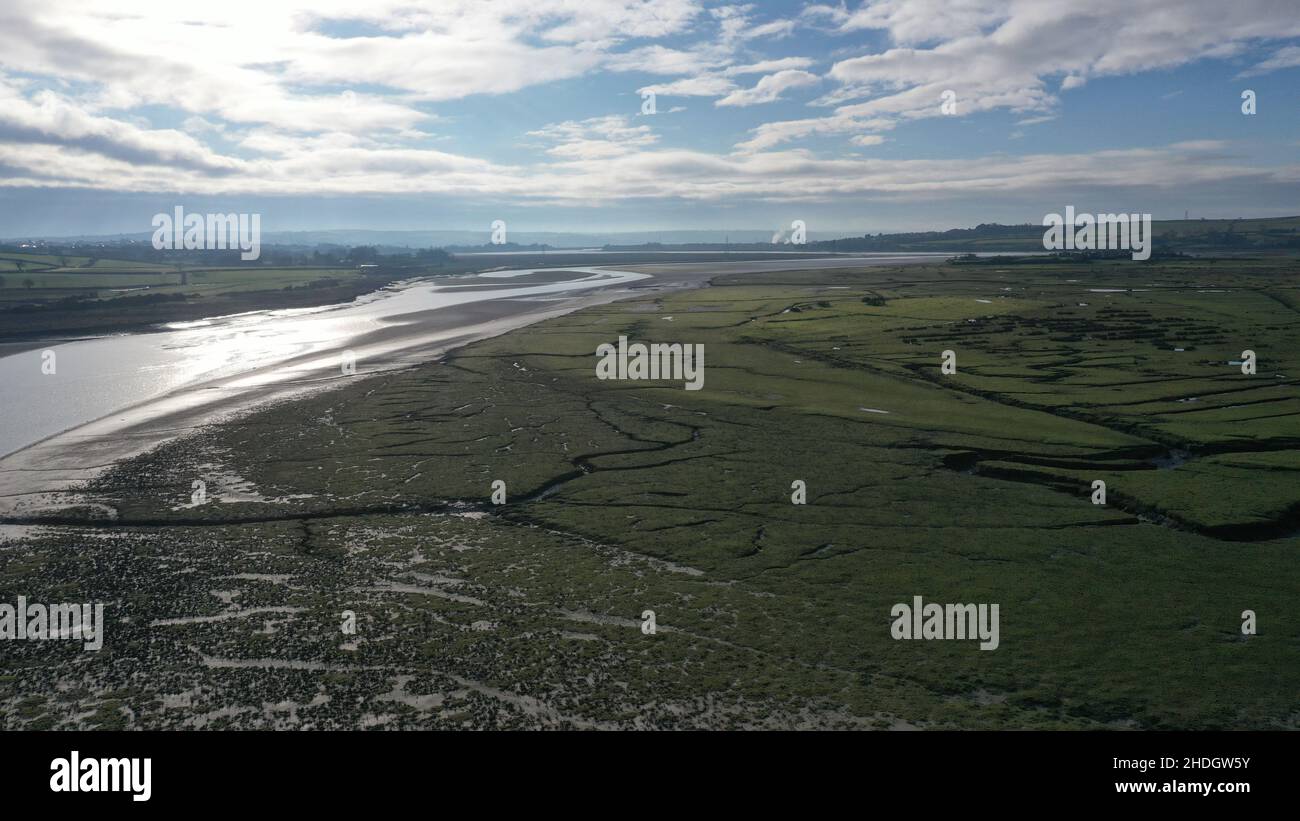 Aerial Photograph of Llangennech Marshland and River Loughor Stock ...