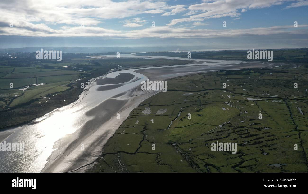Aerial Photograph of Llangennech Marshland and River Loughor Stock ...