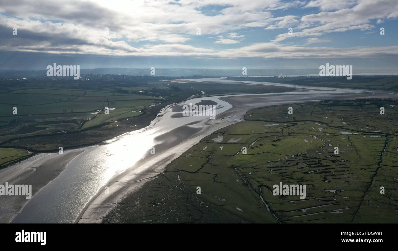 Aerial Photograph of Llangennech Marshland and River Loughor Stock ...