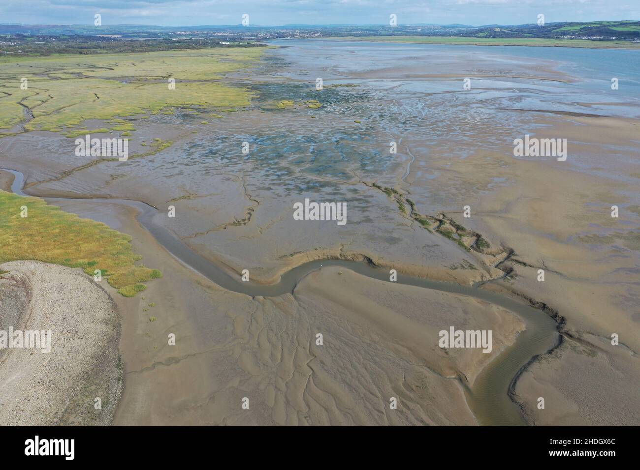 Aerial Photograph of Llangennech Marshland and River Loughor Stock ...