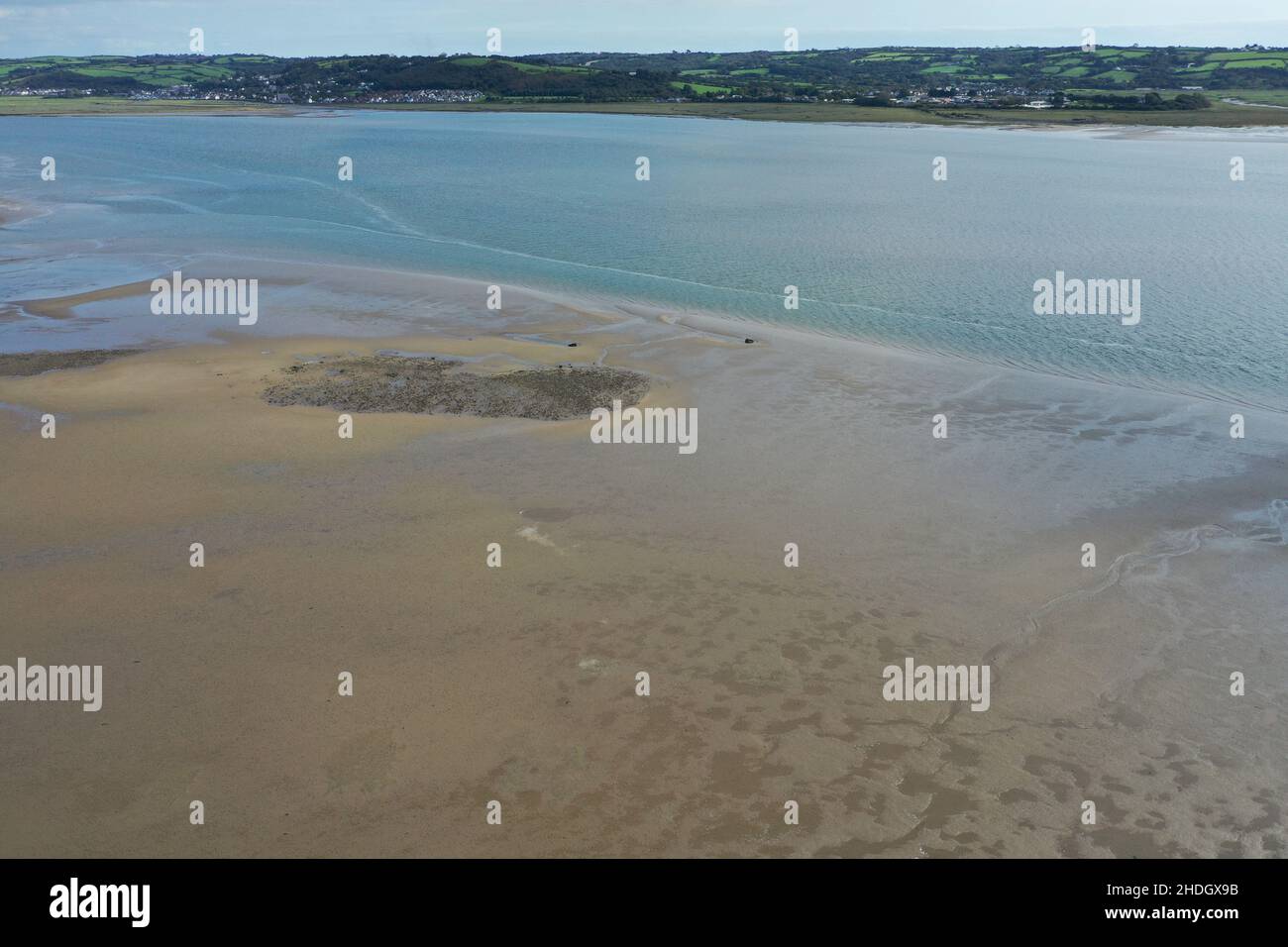 Aerial Photograph of Llangennech Marshland and River Loughor Stock ...