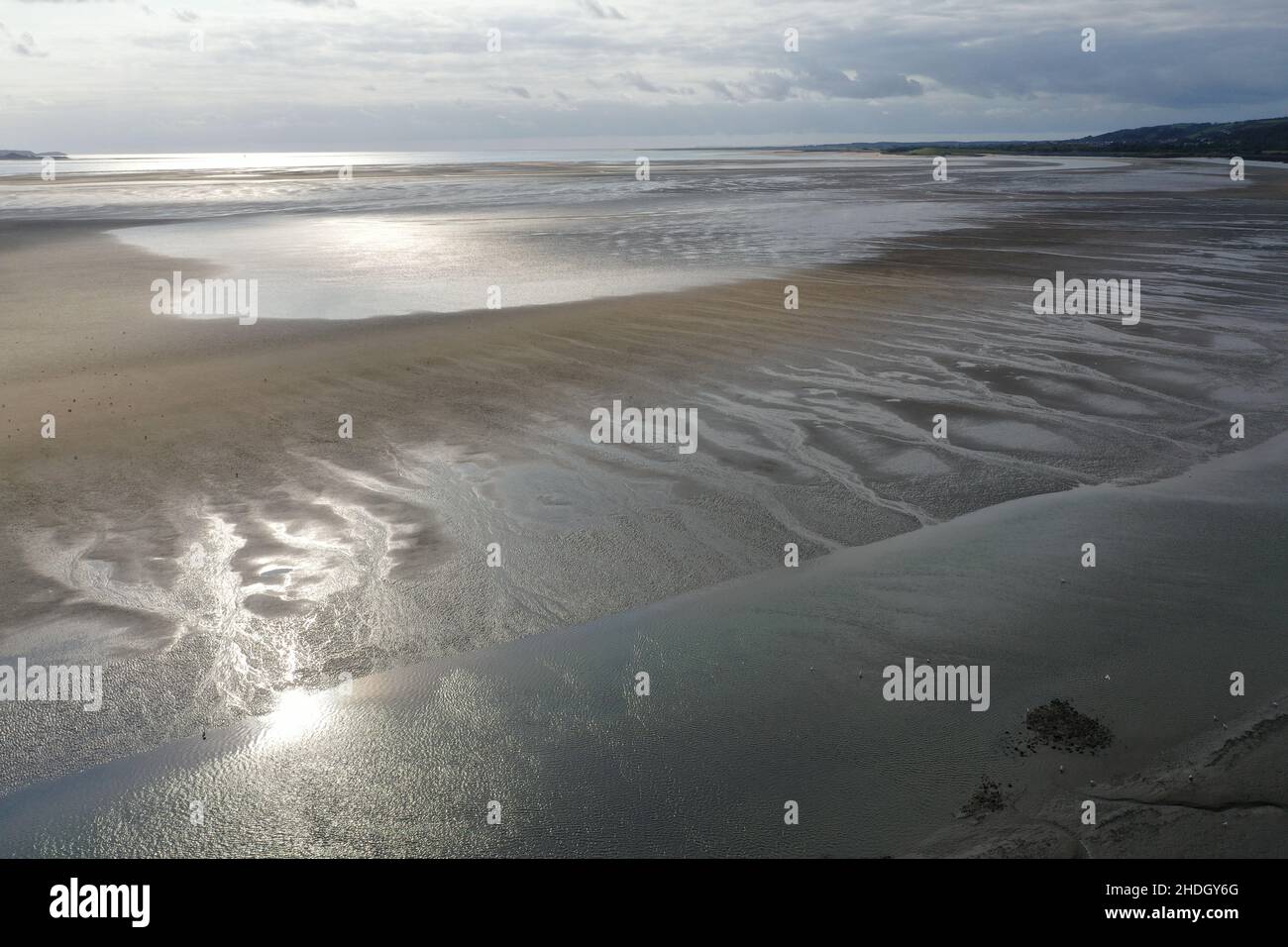 Aerial Photograph of Llangennech Marshland and River Loughor Stock ...