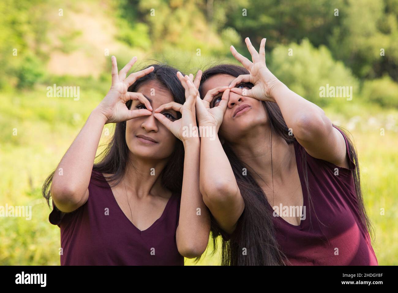 young woman, watching, watch, perspective, twins, girl, girls, woman ...