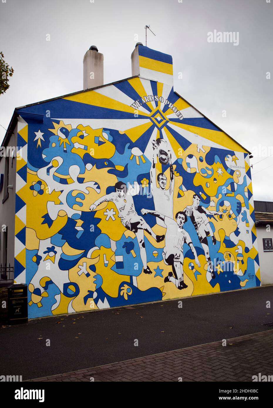A football mural on the side of a house in Pudsey,west Yorkshire ...