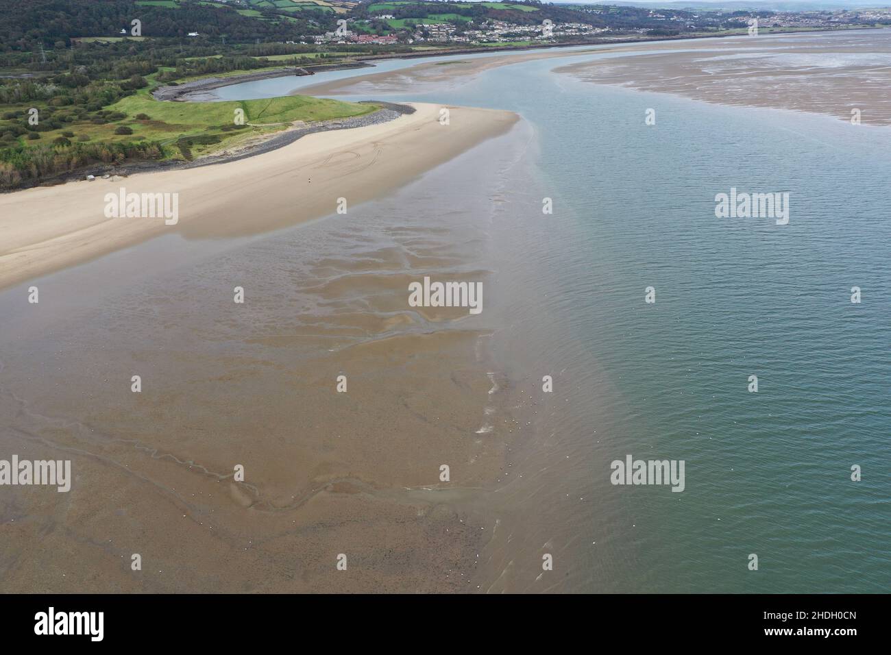 Aerial Photograph of Llangennech Marshland and River Loughor Stock ...