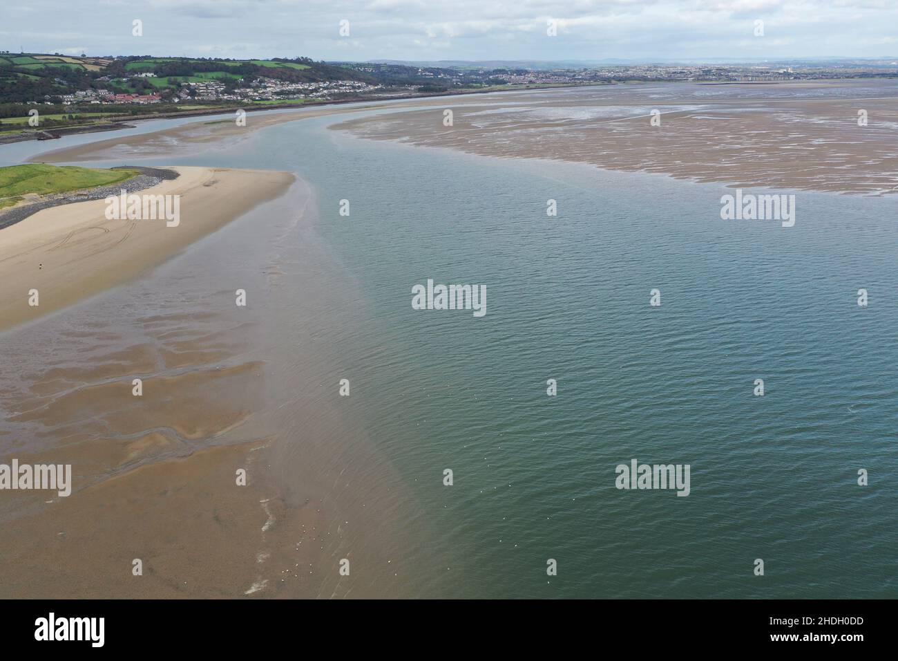 Aerial Photograph of Llangennech Marshland and River Loughor Stock ...