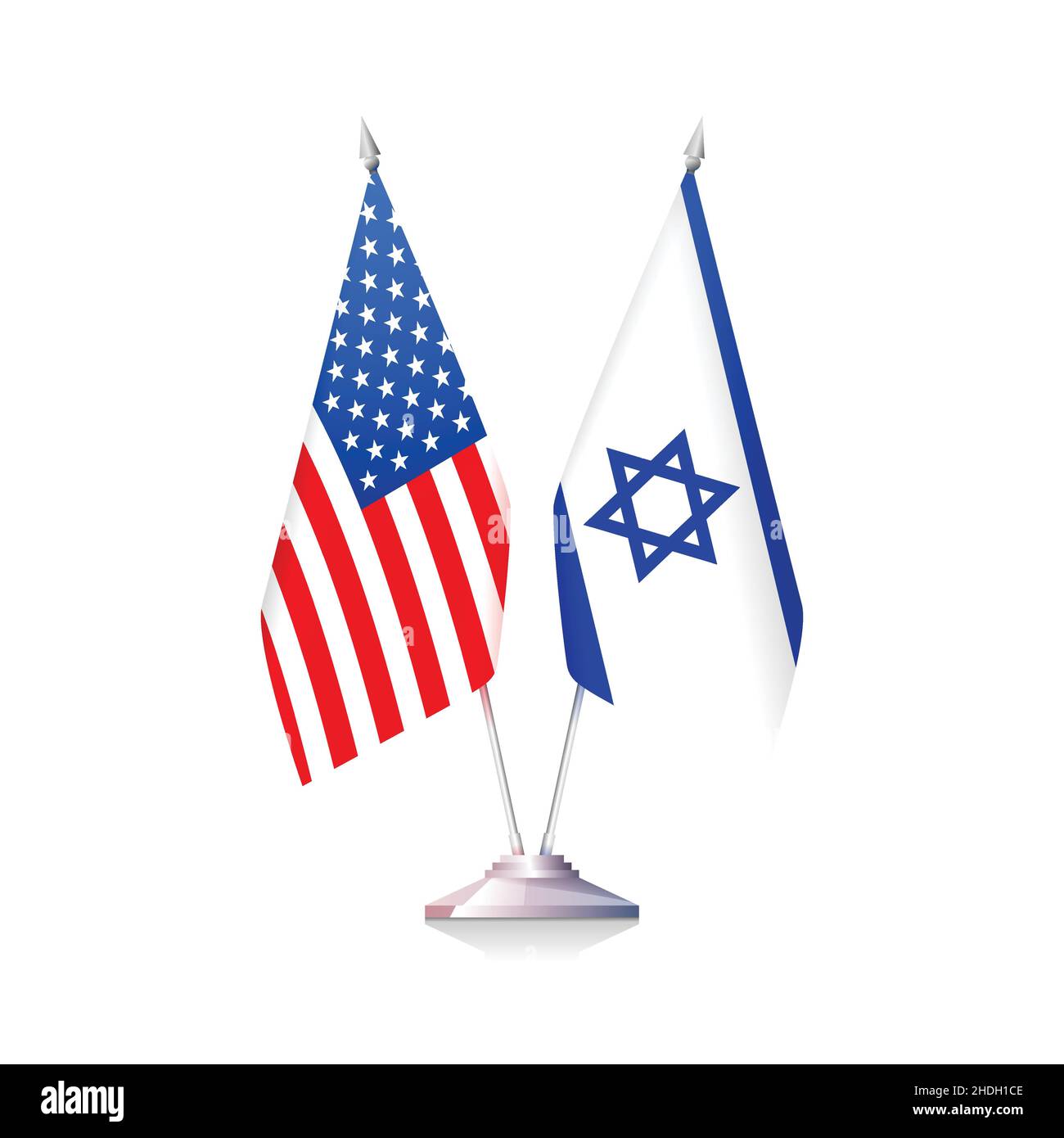Flags of United States of America and Israel isolated on white ...