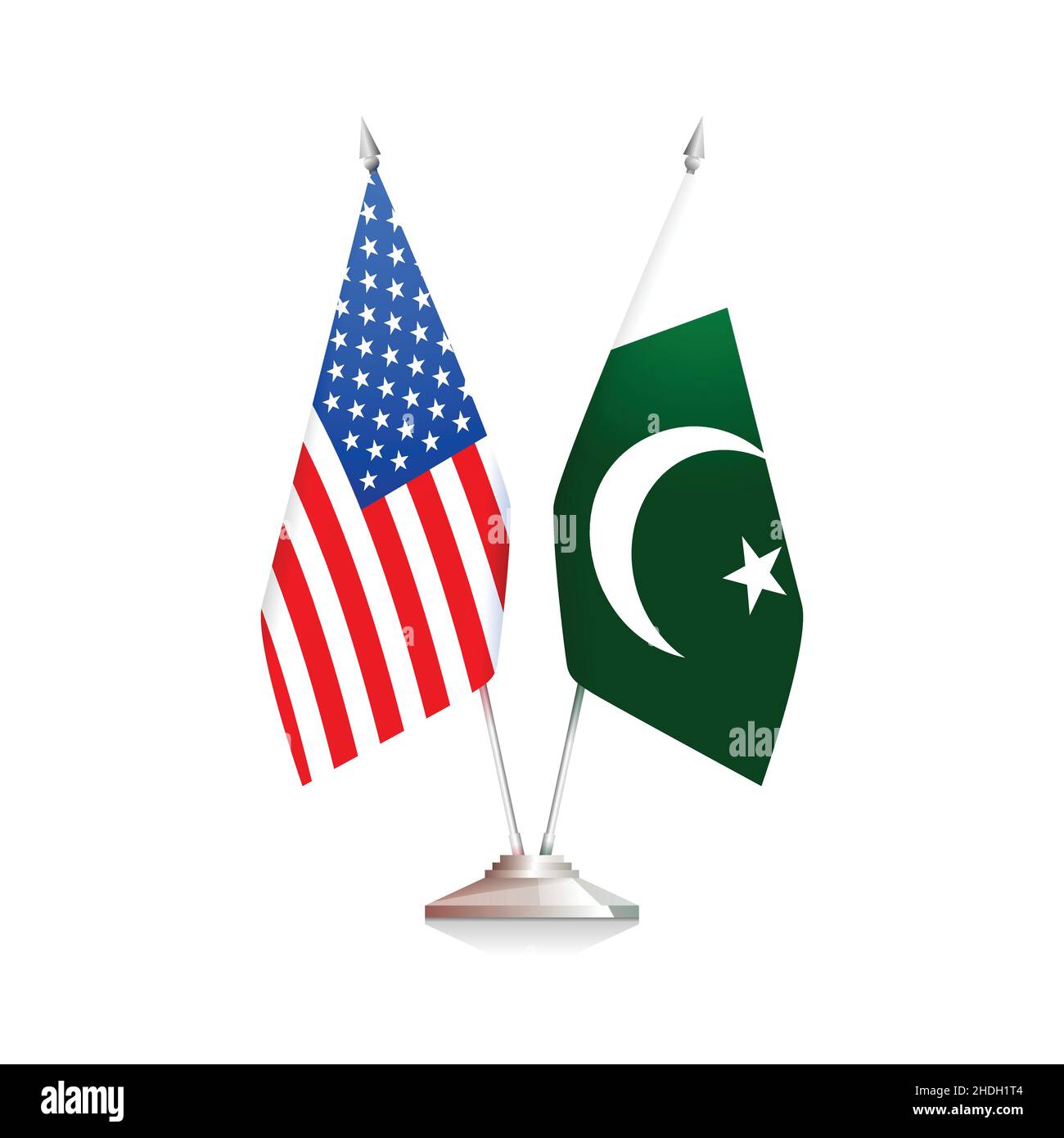 Flags of United States of America and Pakistan isolated on white ...