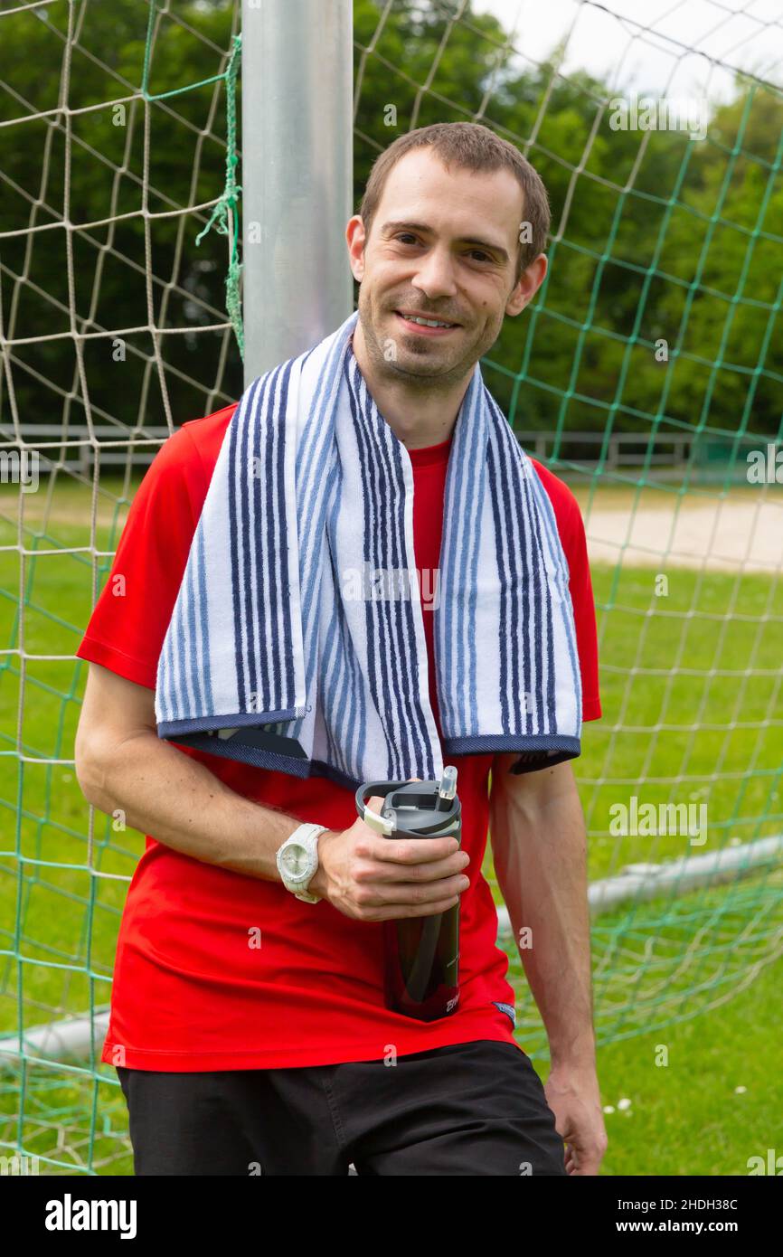 break, soccer training, football player, breaks, rest, resting Stock ...