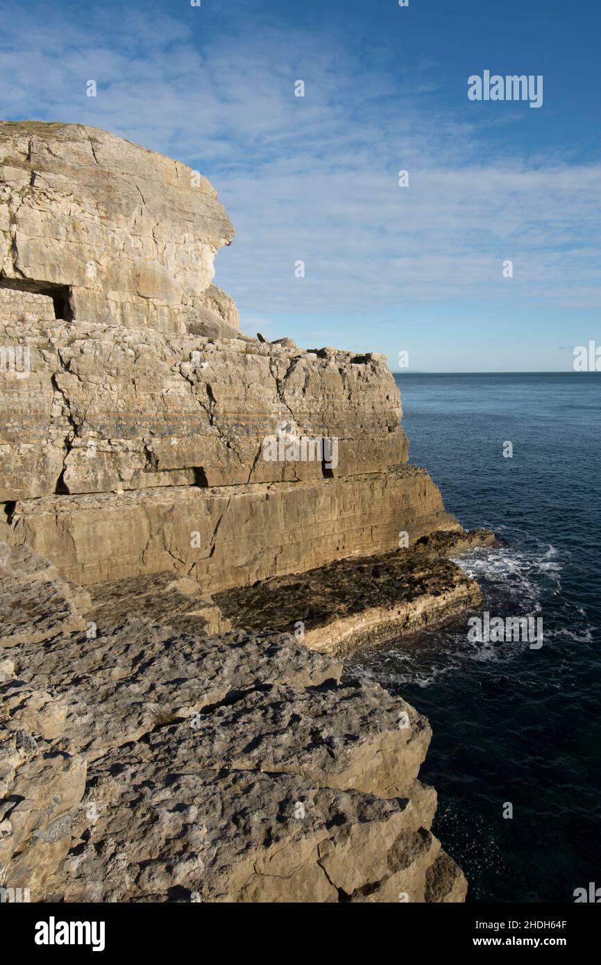 Cliffs at the Tilly Whim Caves, Durlston Country Park, Swanage, Isle of ...