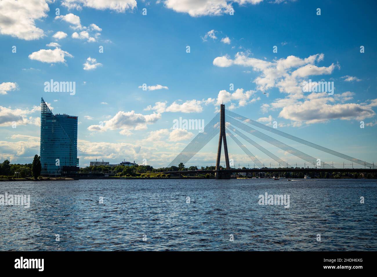 Cable-stayed bridge in Riga, Latvia Stock Photo - Alamy