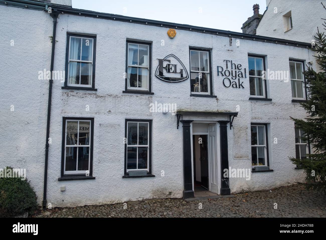 The Royal Oak pub in the village of Cartmel in the Lake District ...