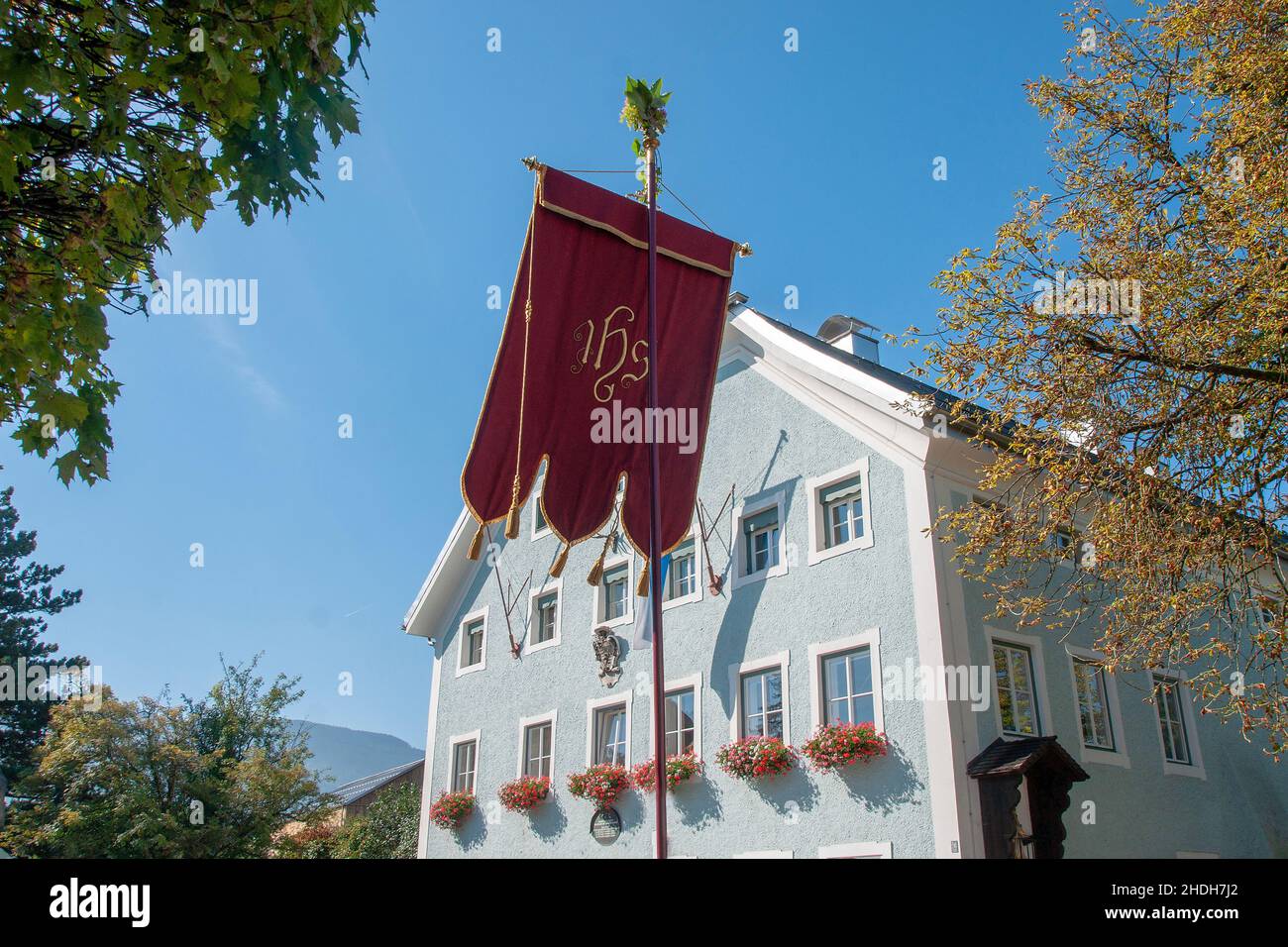 teisendorf, church flag, teisendorfs, church flags Stock Photo - Alamy