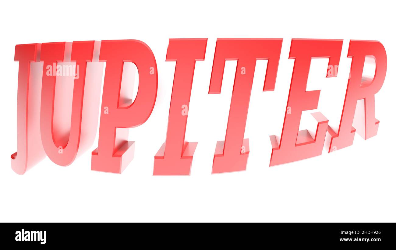 JUPITER red write on white background - 3D rendering illustration Stock ...