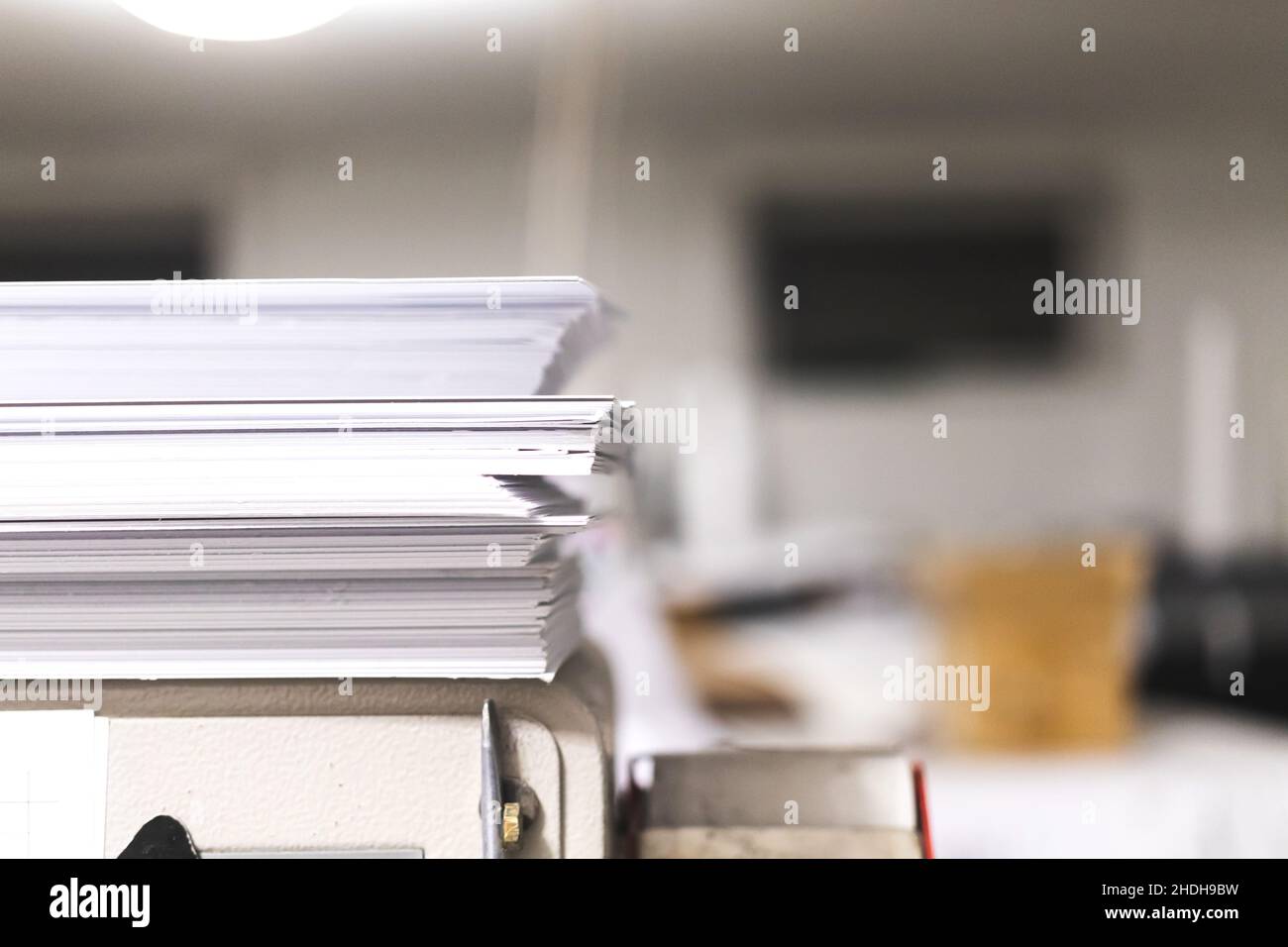 Printing house, paper close-up. Working process, printing indutry ...