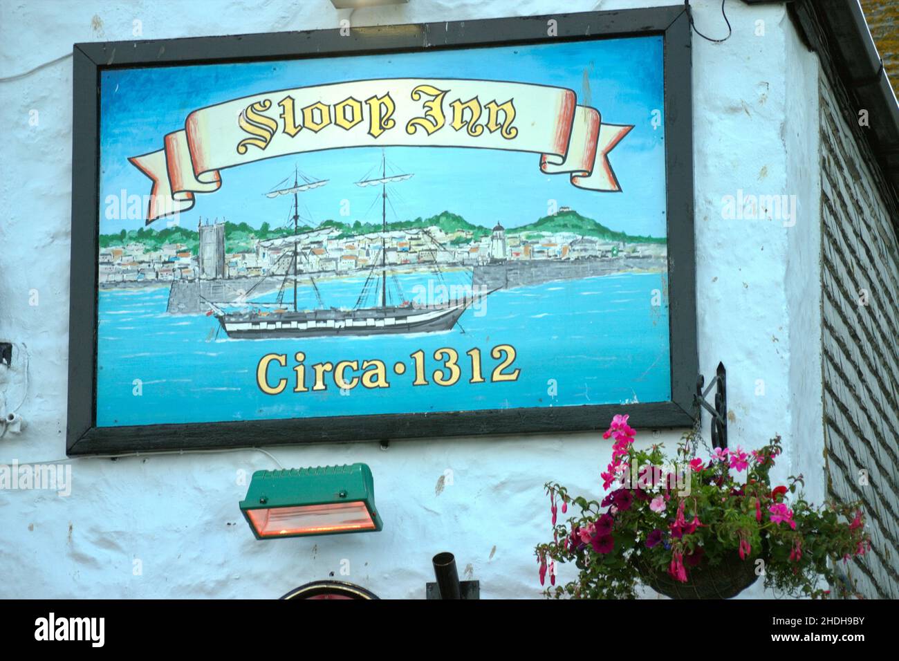 The Sloop Inn pub sign in St Ives, , Cornwall England UK Stock Photo ...