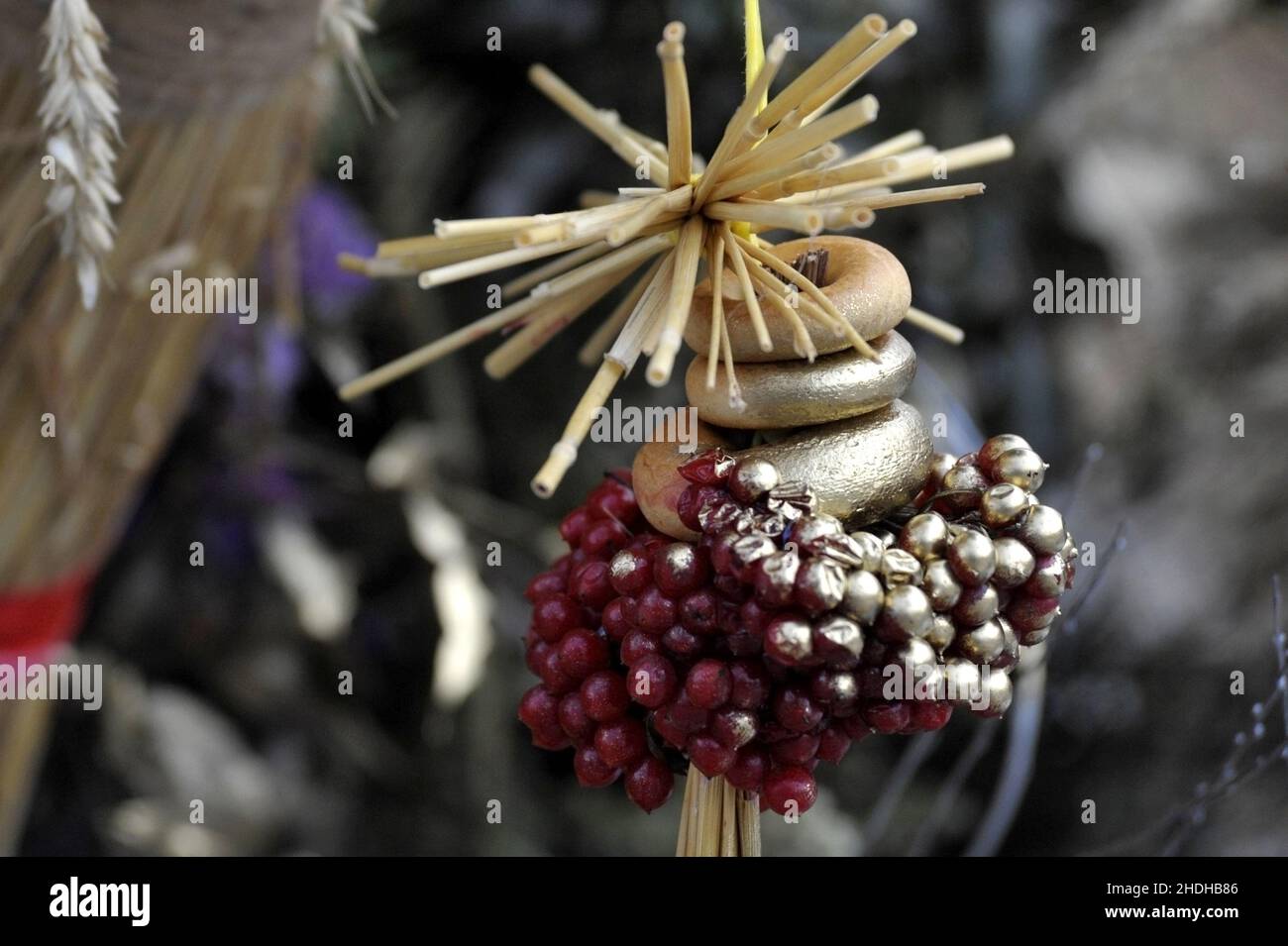 VINNYTSIA, UKRAINE - JANUARY 6, 2022 - The didukh, a Ukrainian ...