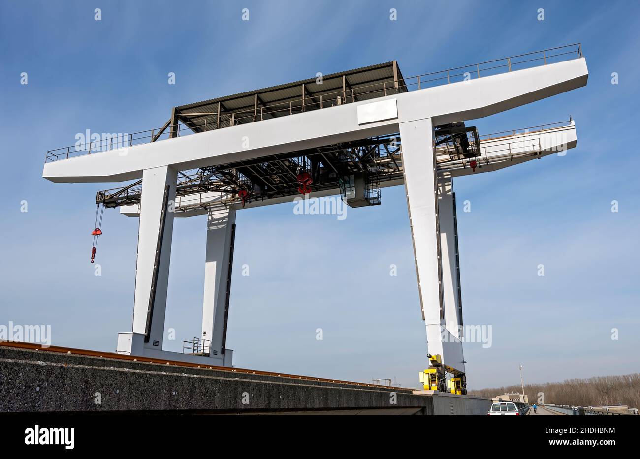 mighty portal crane at the river hydraulic power plant of Greifenstein ...