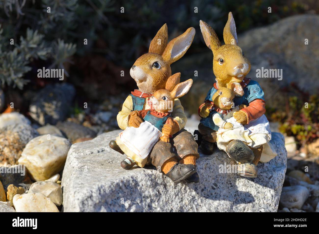 rabbits, garden decoration, rabbit, garden decorations Stock Photo - Alamy