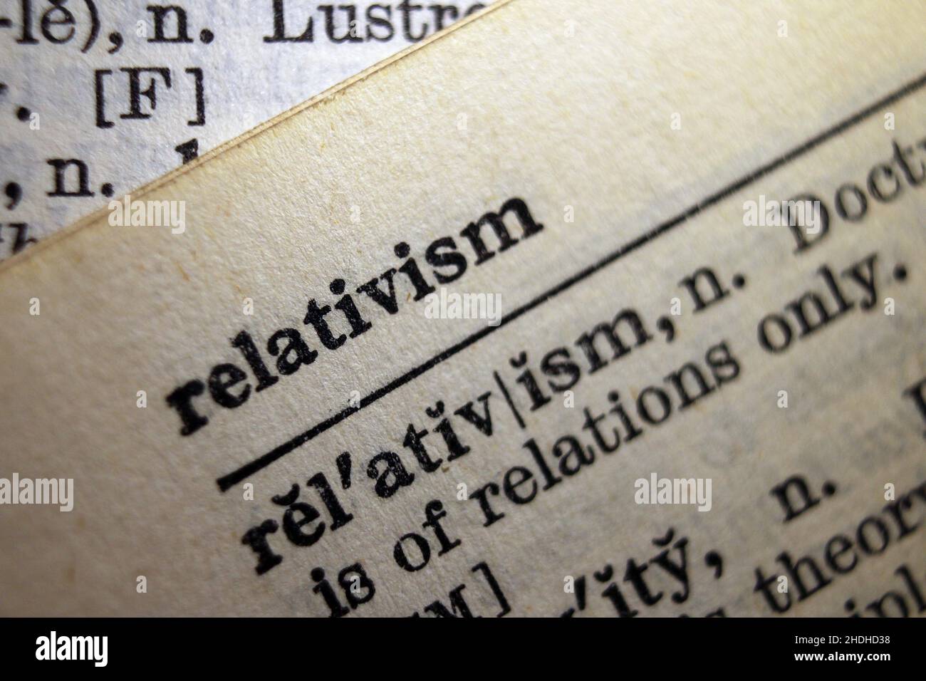 Word "relativism" printed on book page, macro close-up Stock Photo - Alamy