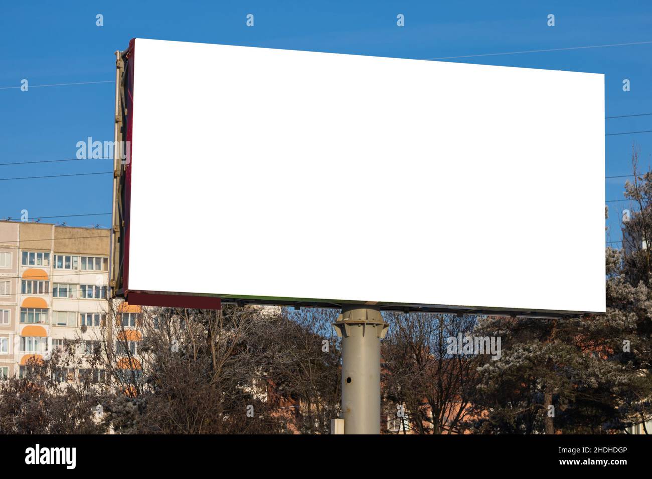 white billboard along the highway on a winter snow day. Background for ...