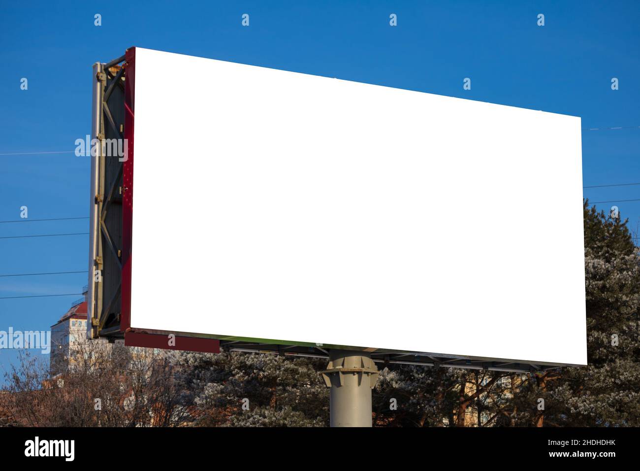 white billboard along the highway on a winter snow day. Background for ...