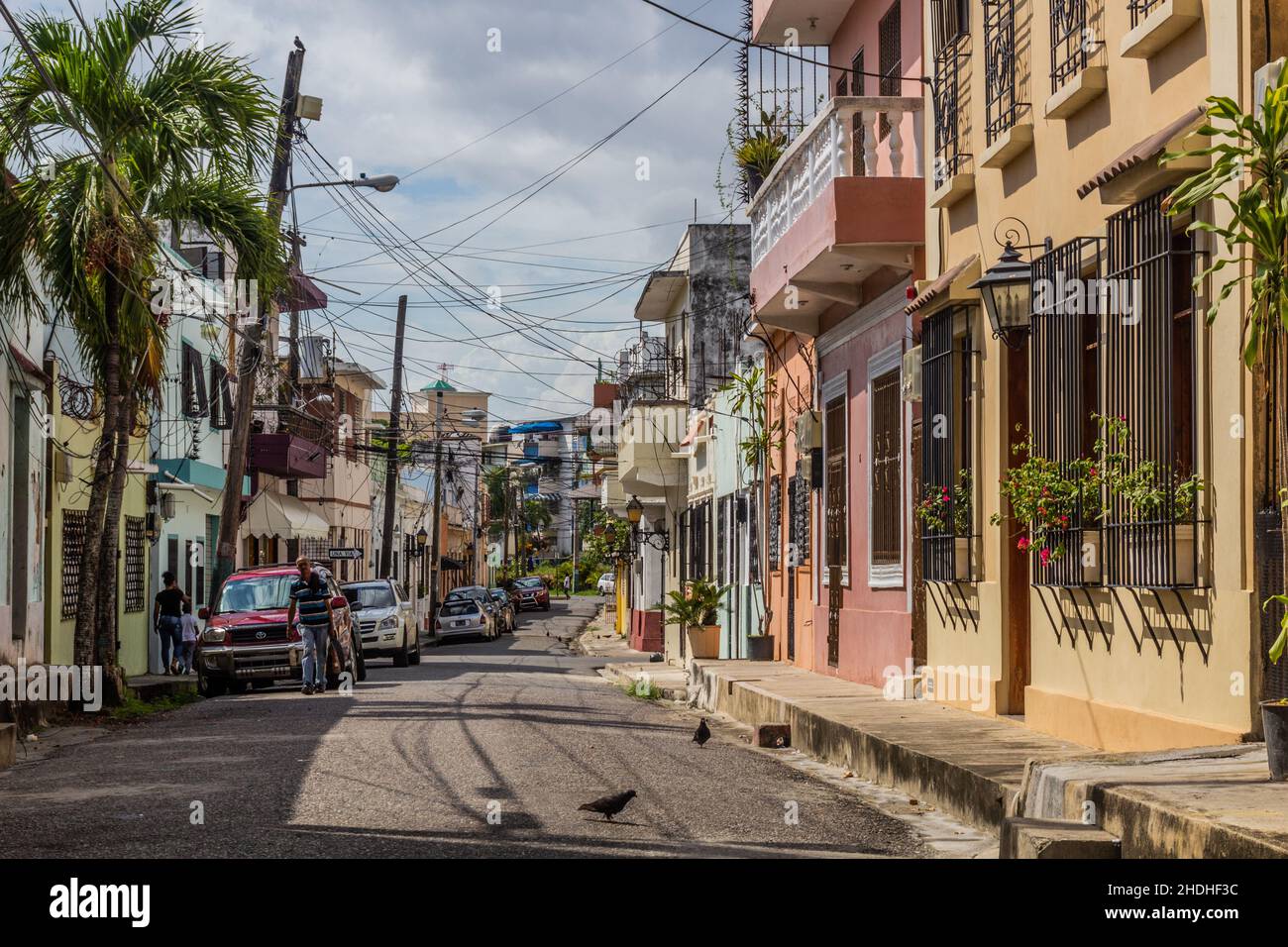 SANTO DOMINGO, DOMINICAN REPUBLIC - NOVEMBER 18, 2018: View of a street ...