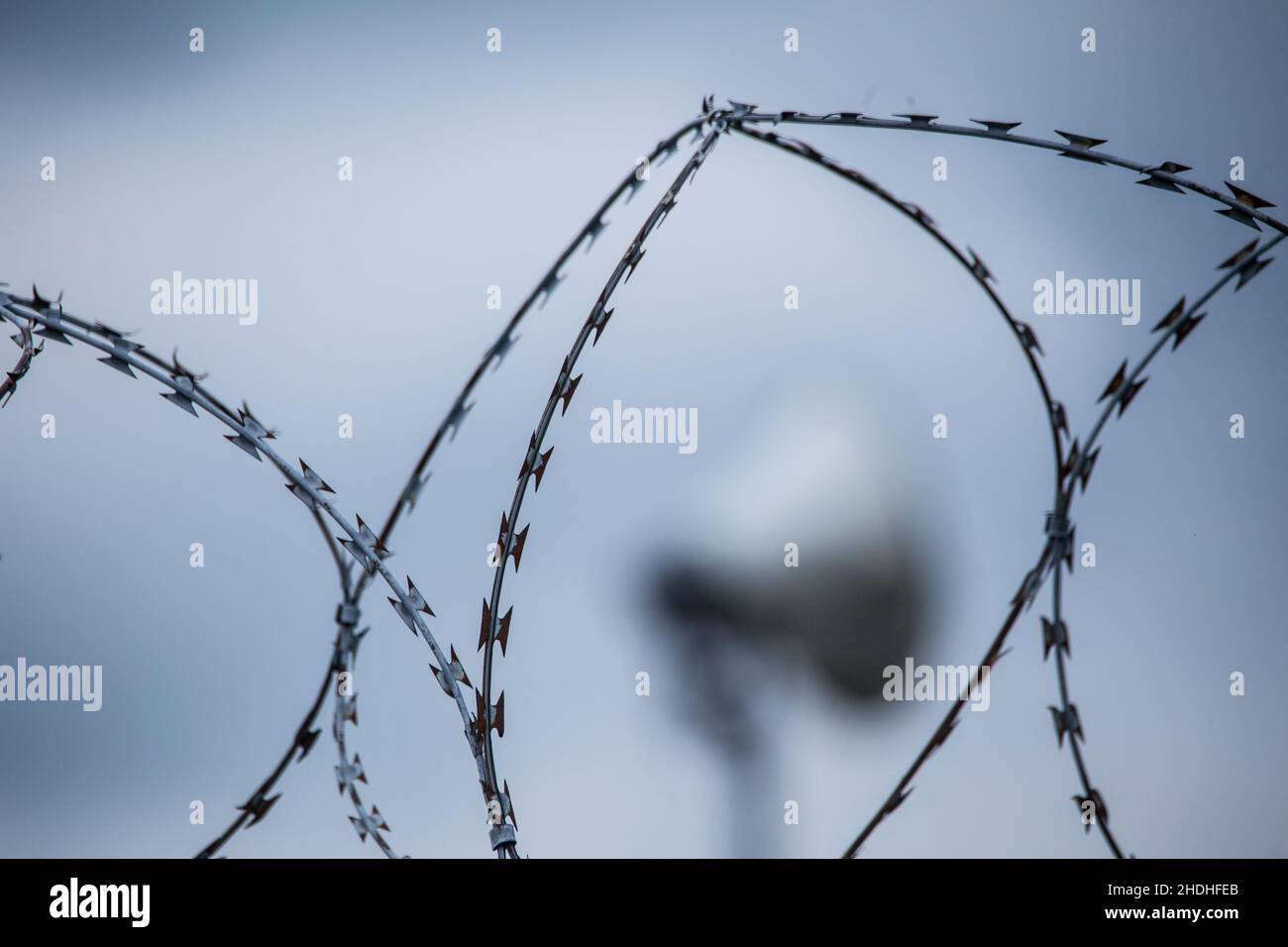 prison, razor wire, loudspeaker, prisons, razor wires, loudspeakers ...