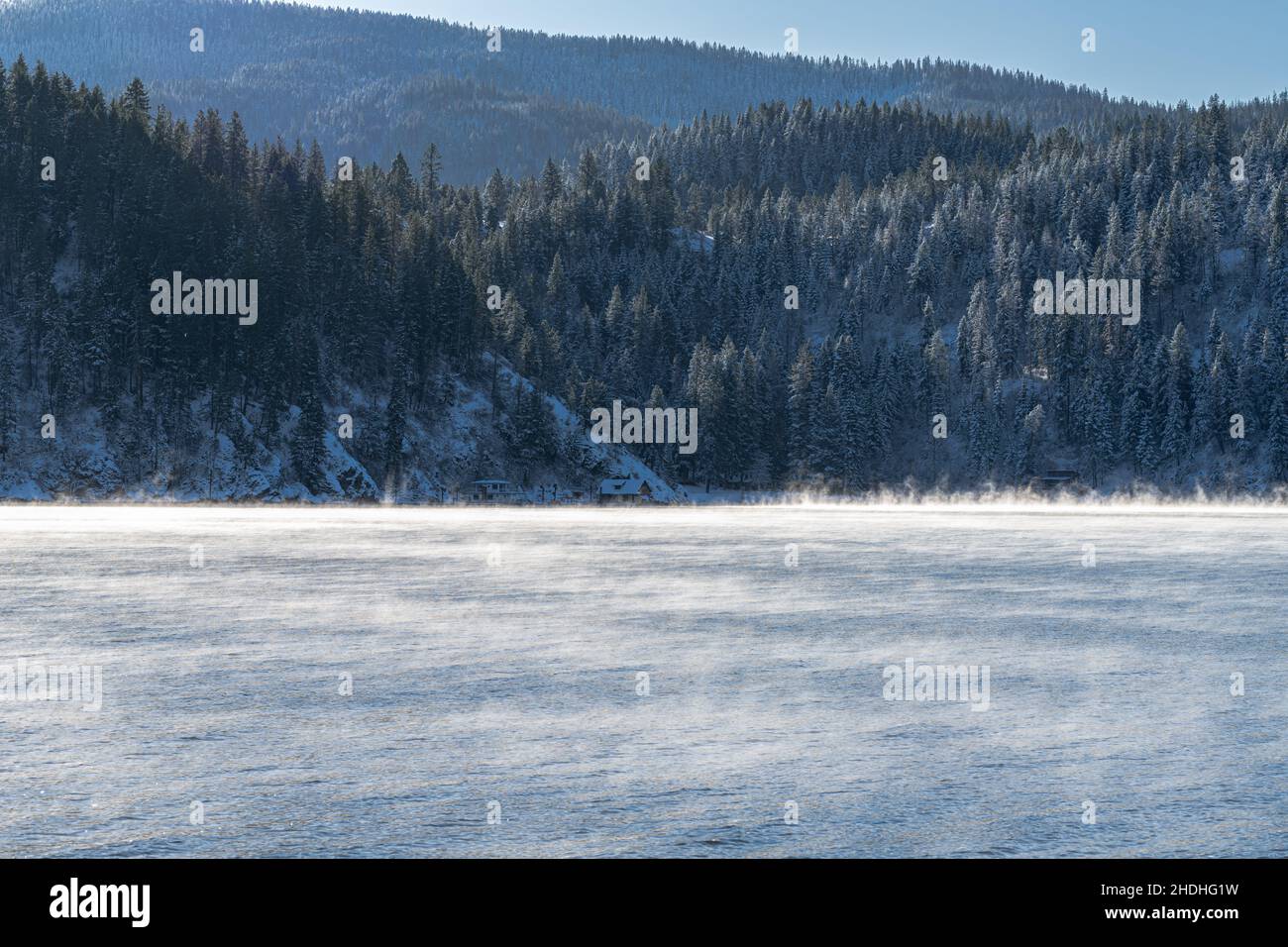 Winter Morning Scene on Lake Coeur D'Alene, Idaho Stock Photo - Alamy