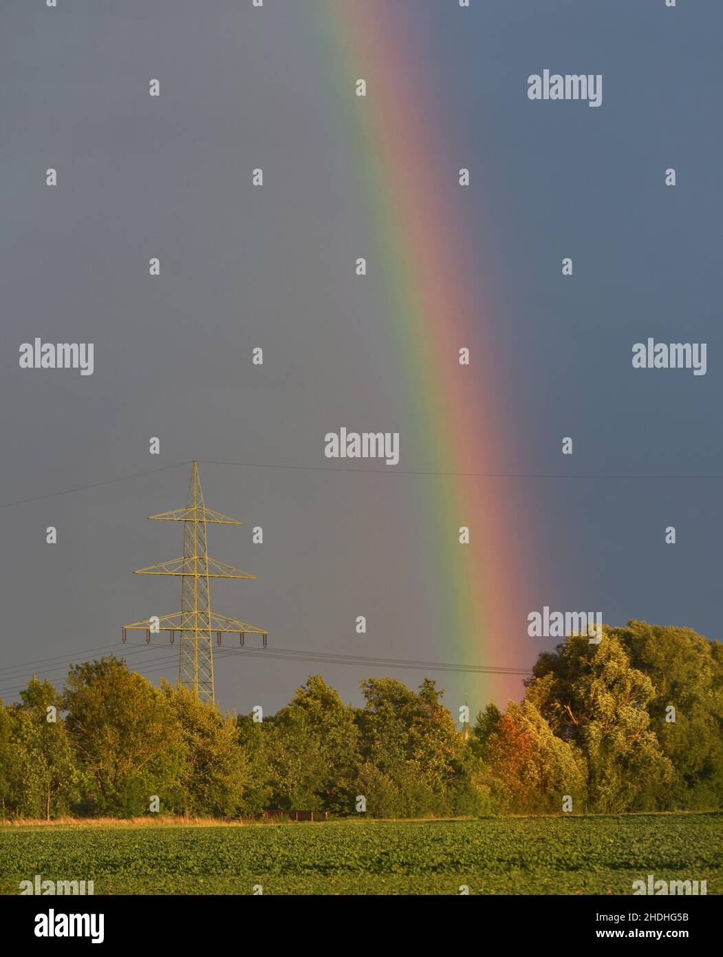 electrical tower, rainbow, electrical towers, rainbows Stock Photo - Alamy