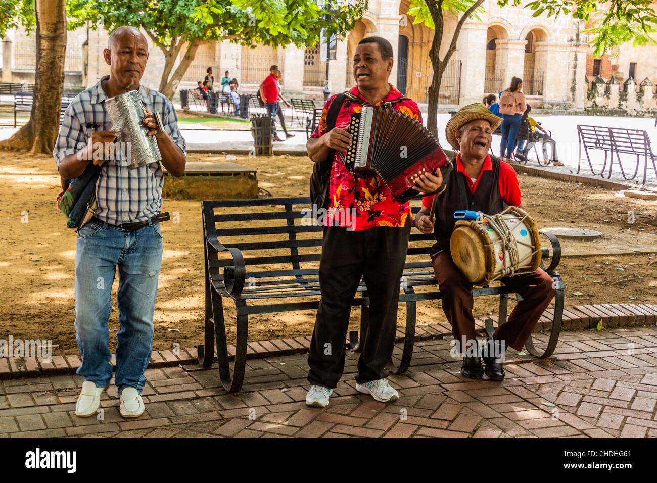 SANTO DOMINGO, DOMINICAN REPUBLIC - NOVEMBER 18, 2018: Local musicians ...