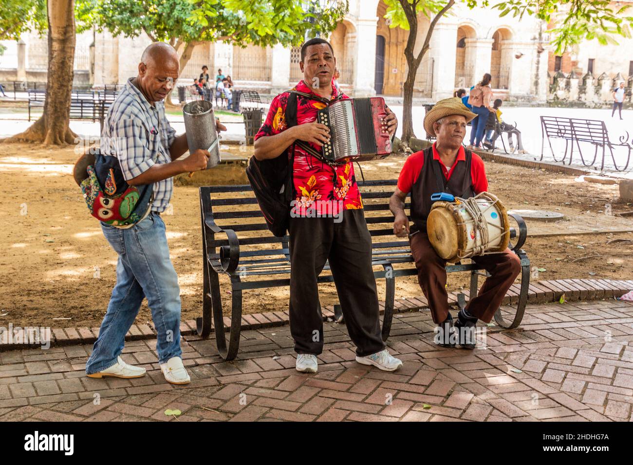 SANTO DOMINGO, DOMINICAN REPUBLIC - NOVEMBER 18, 2018: Local musicians ...