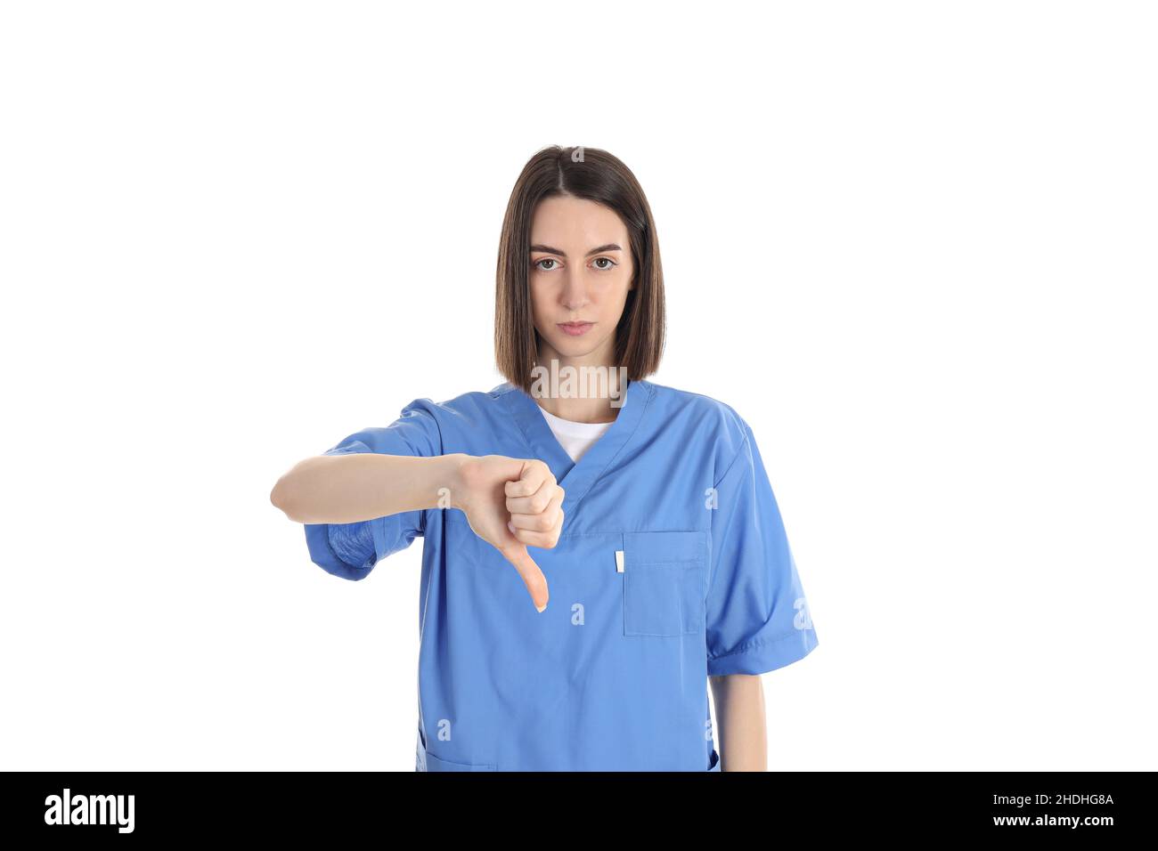 Female trainee nurse isolated on white background Stock Photo - Alamy