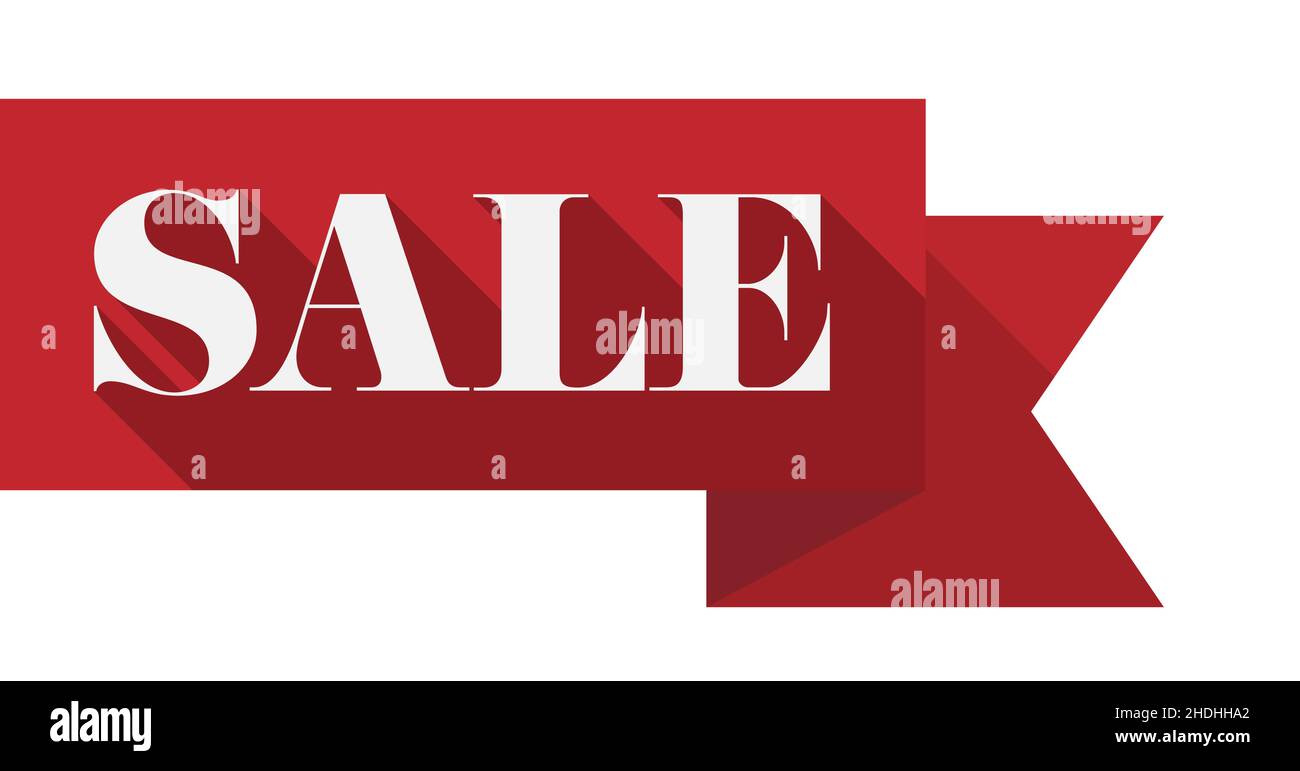 red SALE banner or ribbon isolated on white background, vector ...