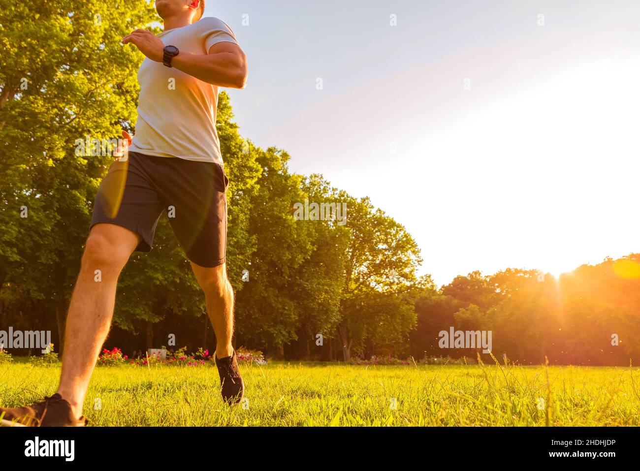 Back view young sportsman running hi-res stock photography and images ...