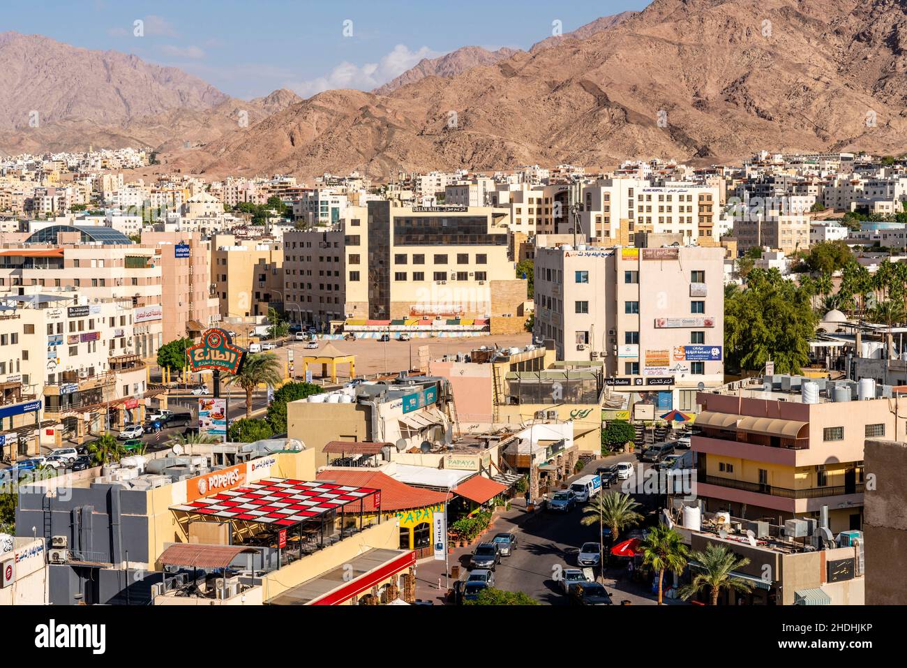 The Skyline Of The City Of Aqaba, Aqaba Governorate, Jordan Stock Photo ...