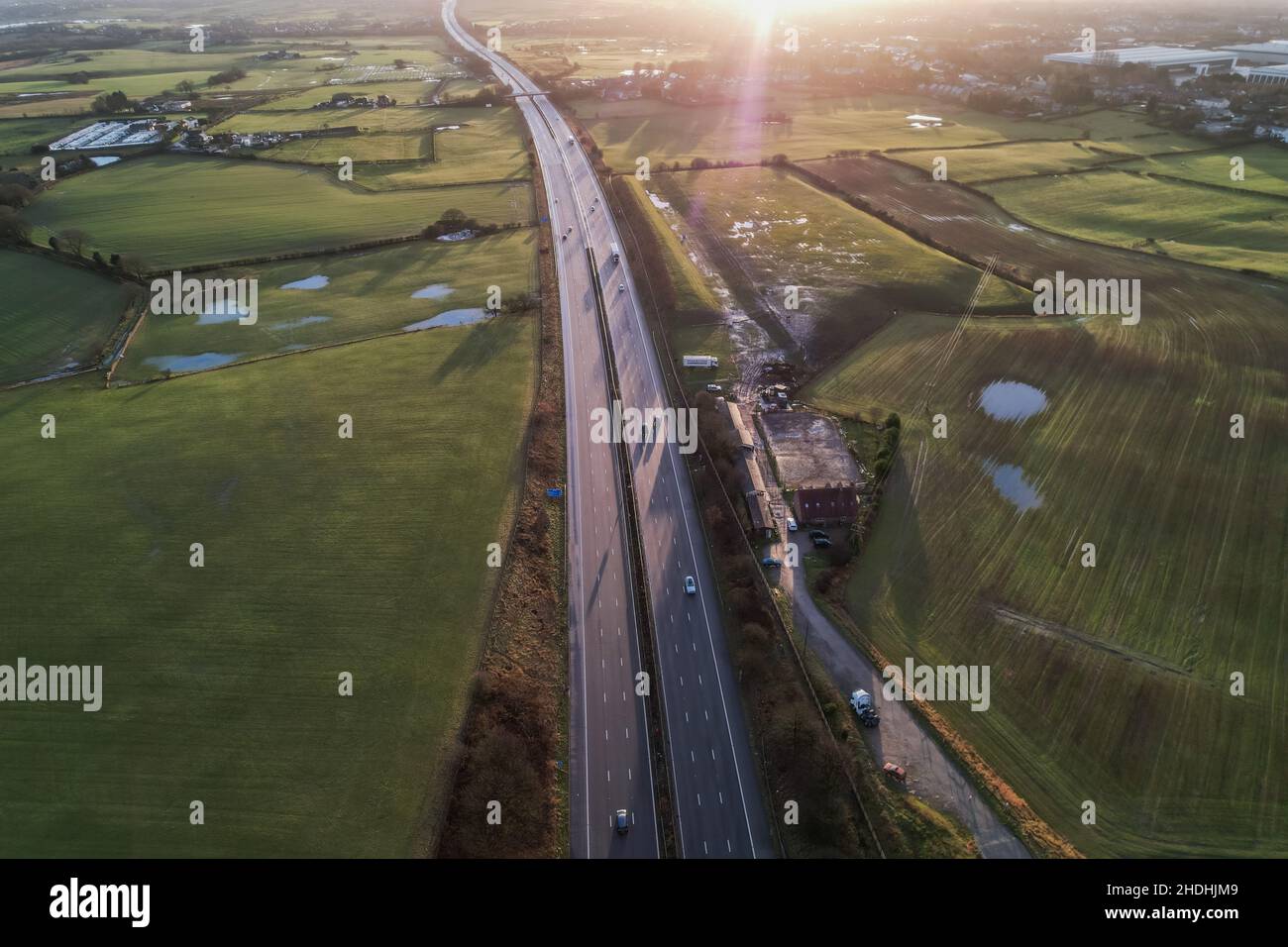 sunrise motorway highway countryside greenery british countryside ...
